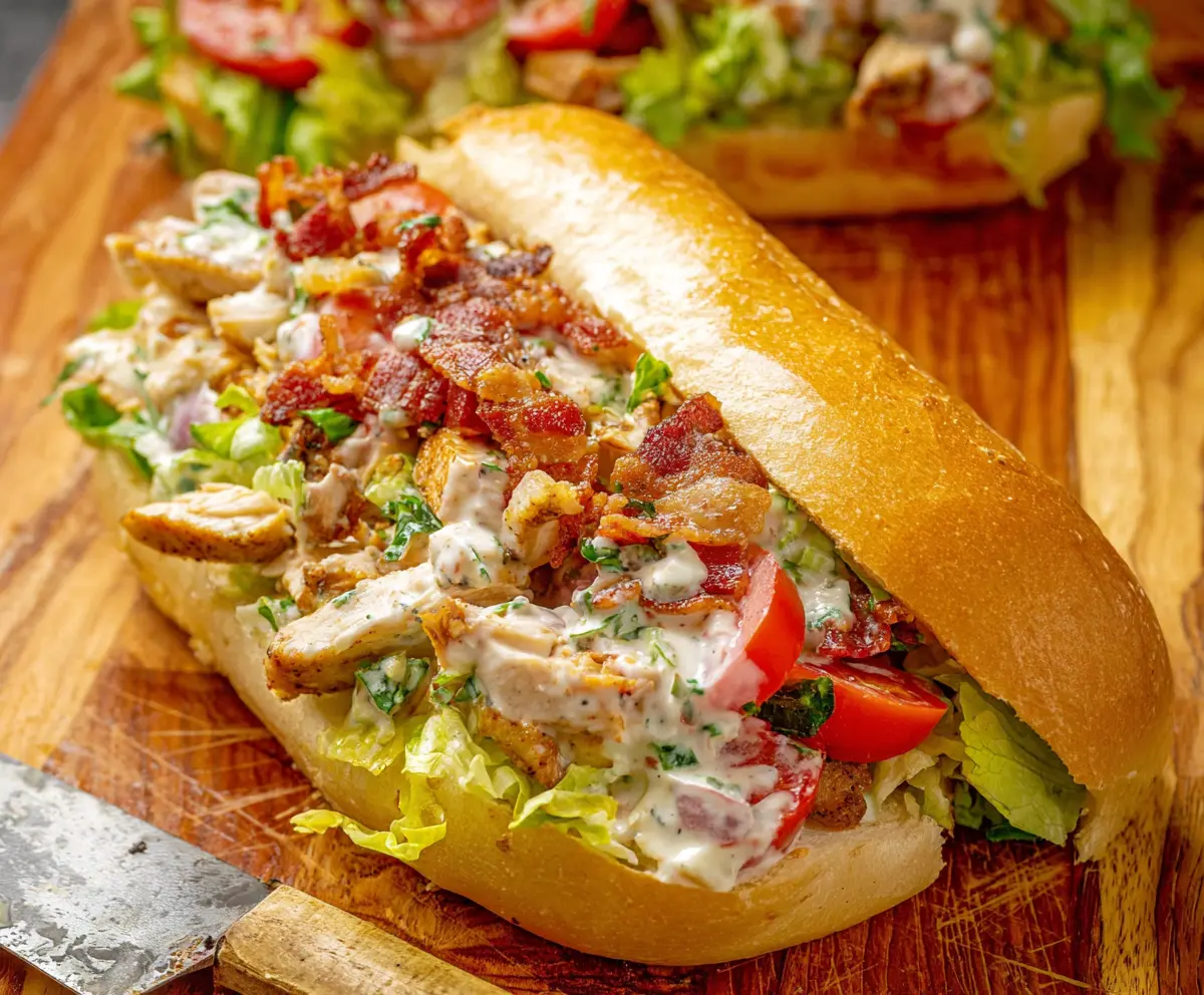Delicious Chopped Chicken Bacon Ranch Sandwich